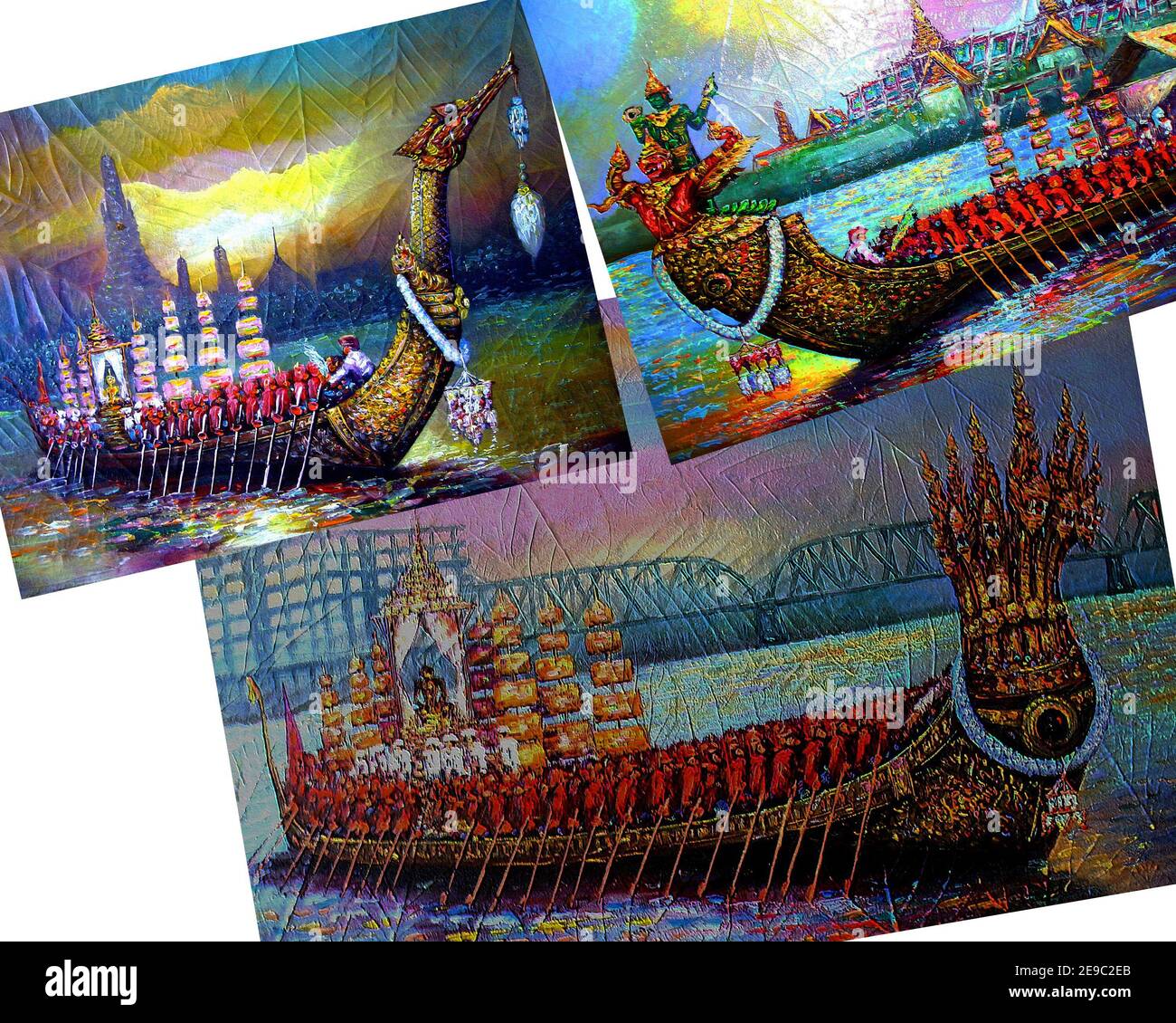 Art, painting ,Oil color, royal barge ,Thailand , King's Vehicle Stock ...