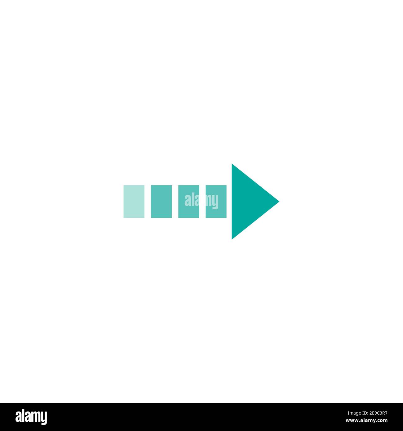 Continue icon. Blue squared right arrow icon. Isolated on white. Next ...