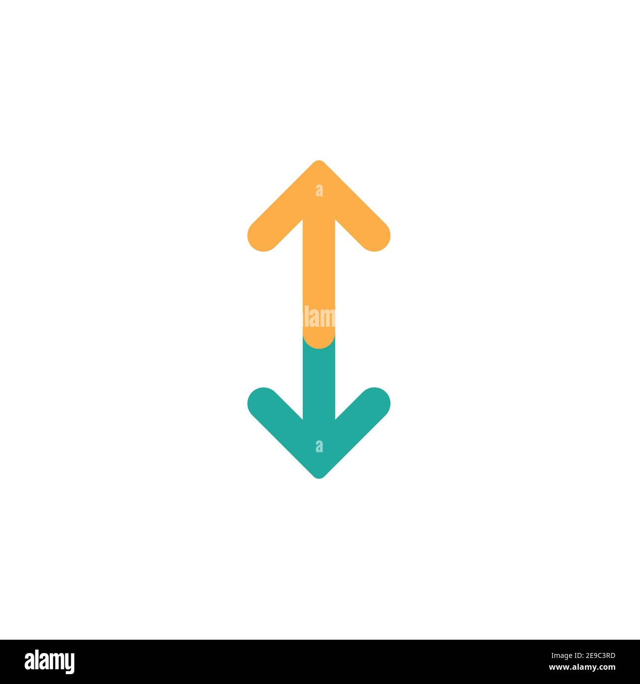 Flip Vertical vector icon. two orange and blue opposite arrows isolated ...
