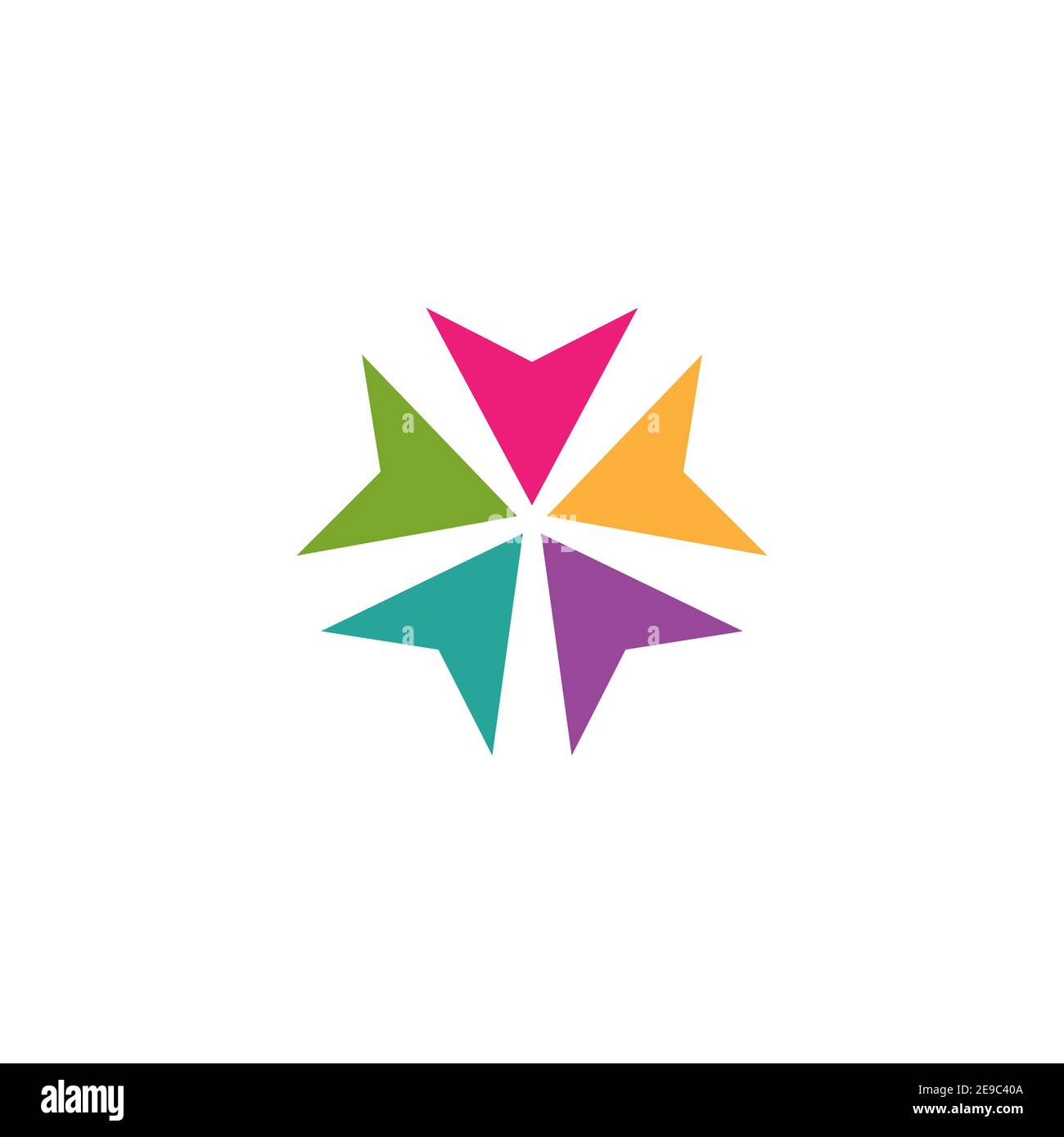 five colorful arrows point to the center. Collide, ingoing, incoming ...