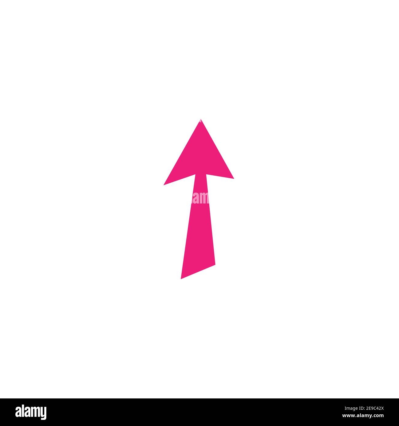 cartoon sharp lopsided pink arrow up in. flat icon. Isolated on white ...