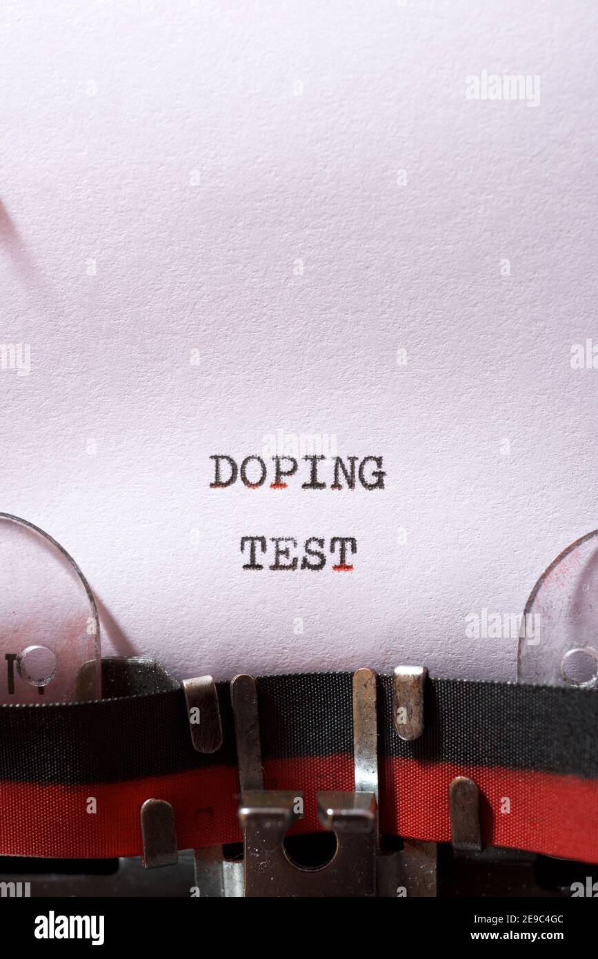 Doping test phrase written with a typewriter Stock Photo - Alamy