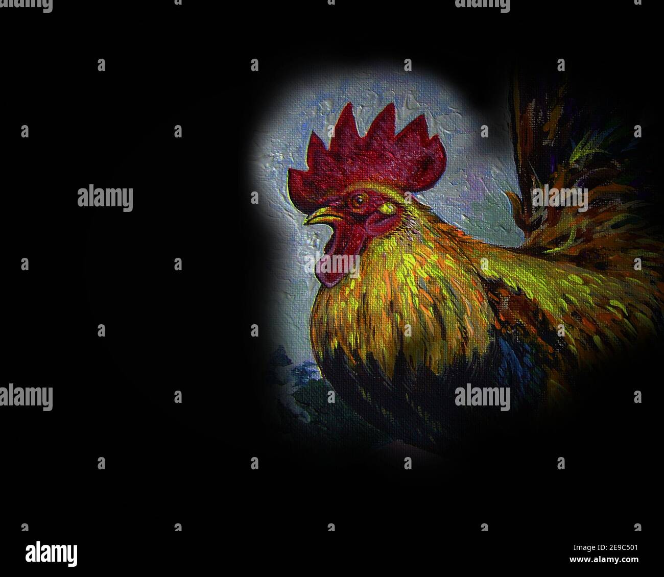 Art painting oil color , chicken, cock, hen,chick , paint brushes ...