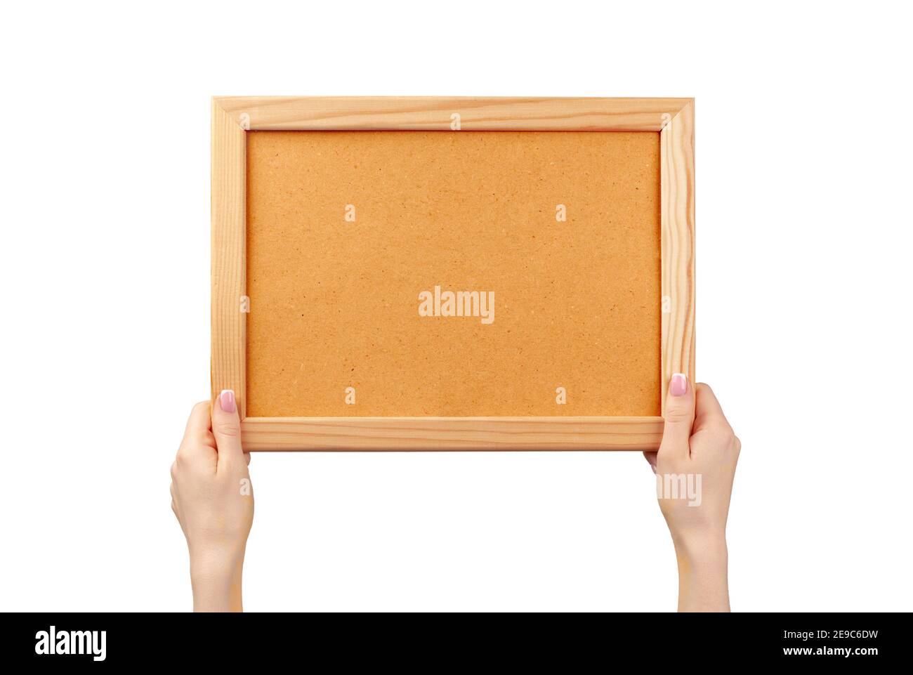 Female hands holding photo frame isolated on white Stock Photo - Alamy