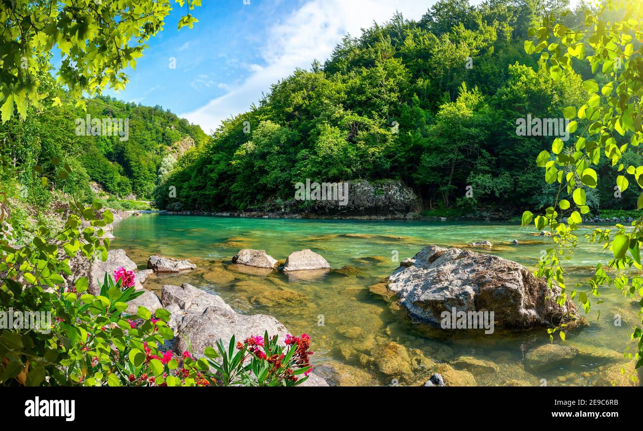 Top view of the mountains and the Tara river Stock Photo - Alamy
