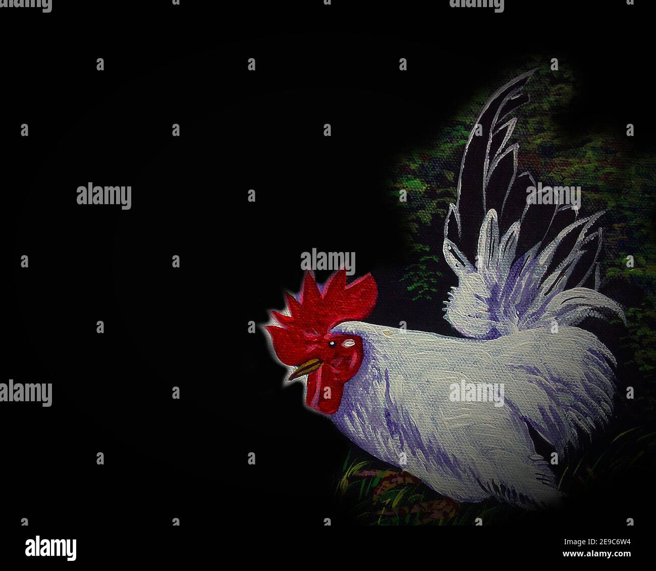 Art painting oil color , chicken, cock, hen,chick , paint brushes ...