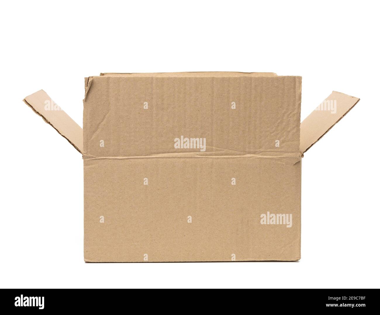 open cardboard rectangular box made of corrugated brown paper isolated ...