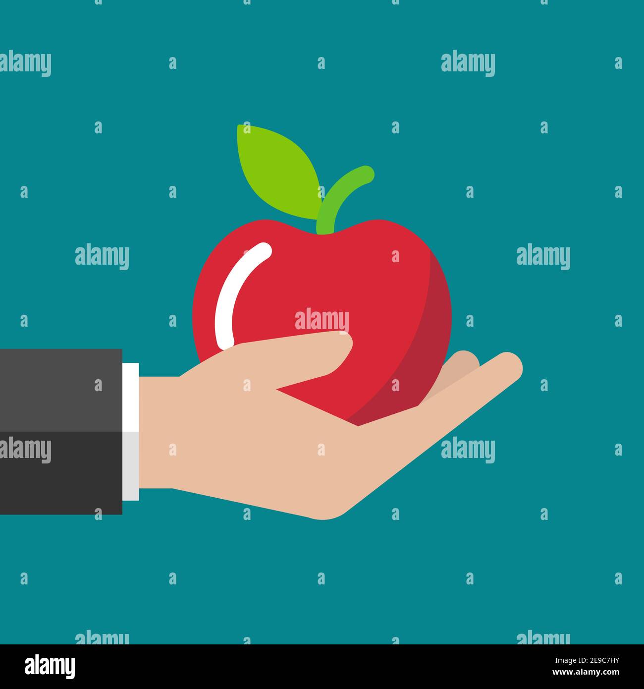 Hand holding apple Stock Vector Images - Alamy