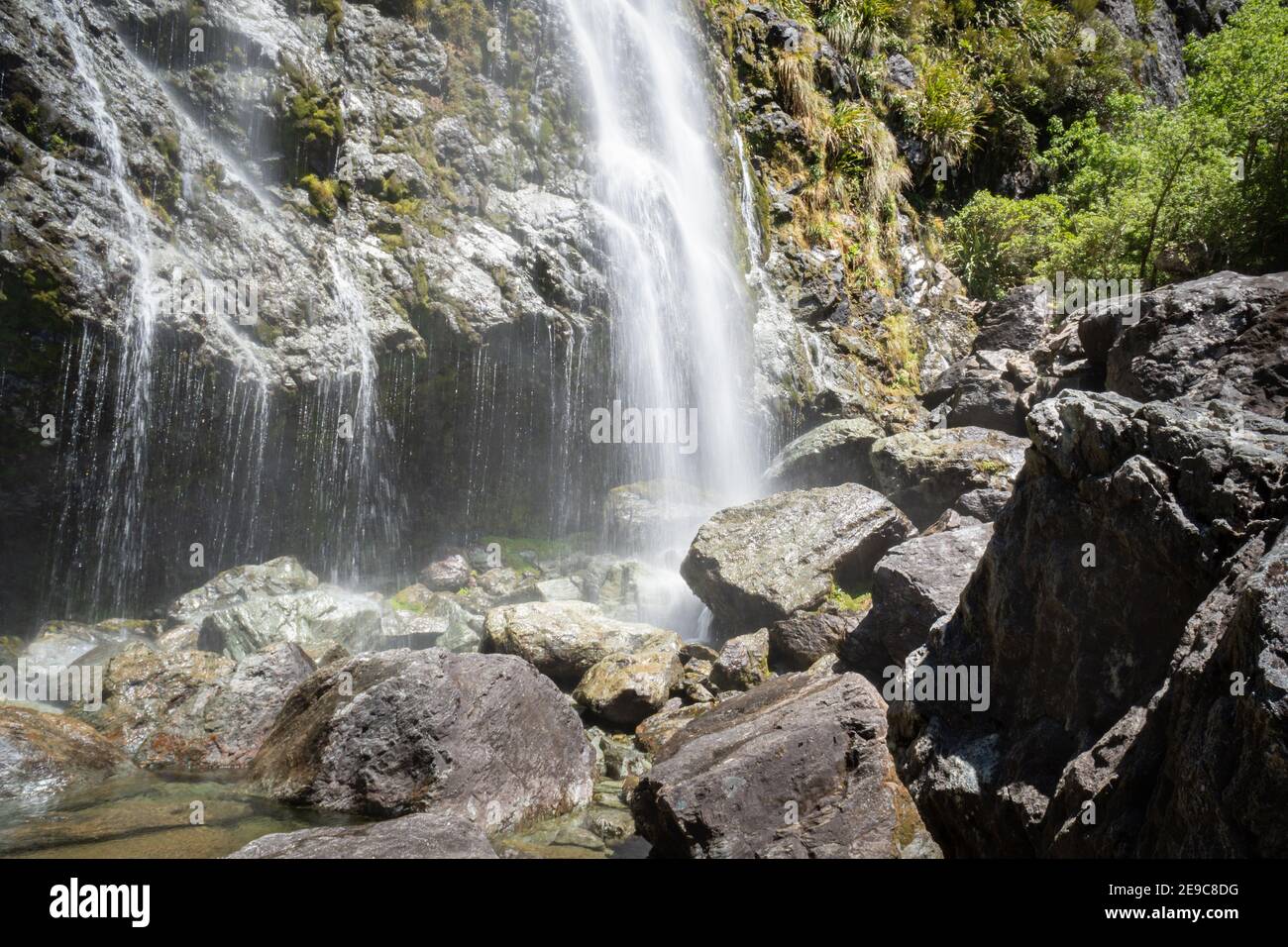Thundering Earland Falls along the Routeburn Track, Fiordland, New ...