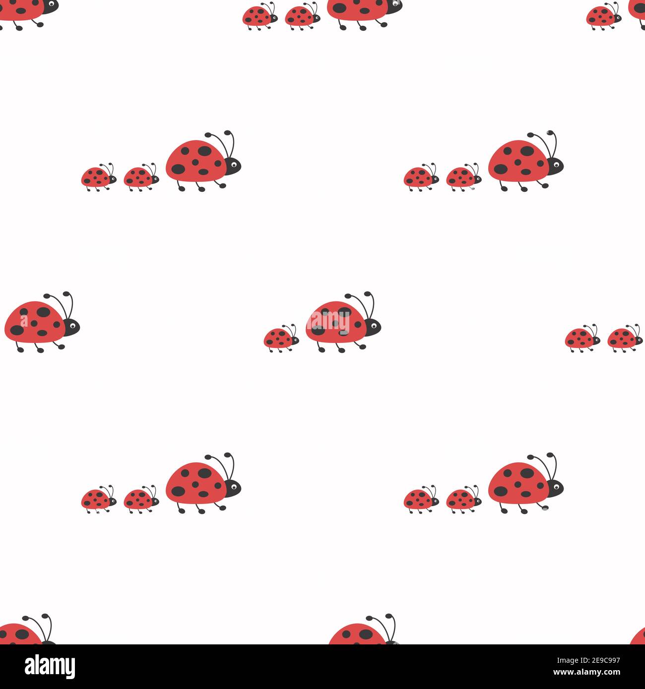 Seamless ladybug family walking ornament. red and black Ladybugs on ...