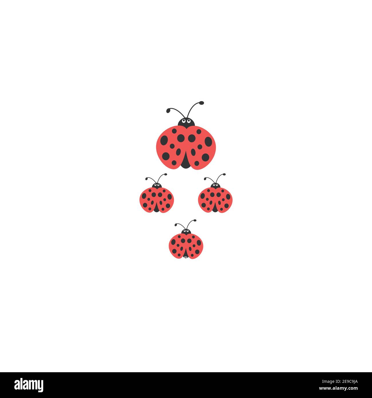 Ladybug family walking. Ladybug with children. Flat summer icon in ...