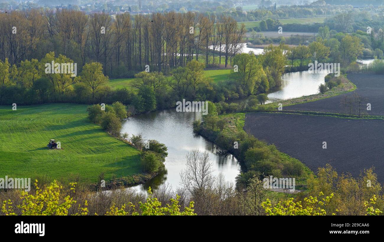 River landscape in a nature reserve. The Lippe is a river in North ...