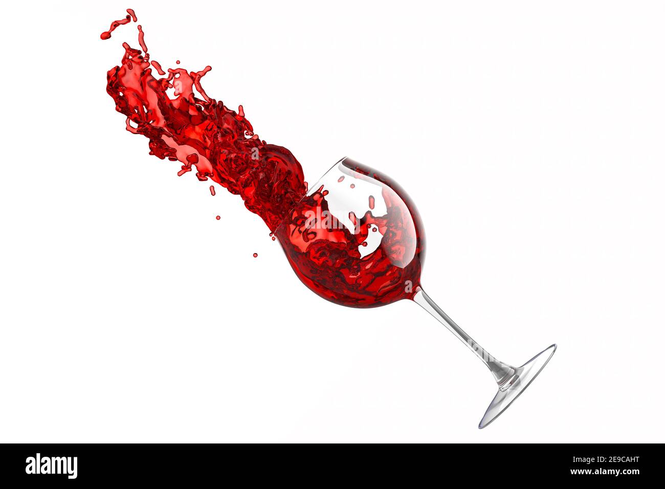 Glass with red wine and splashes of fluid isolated on white background ...