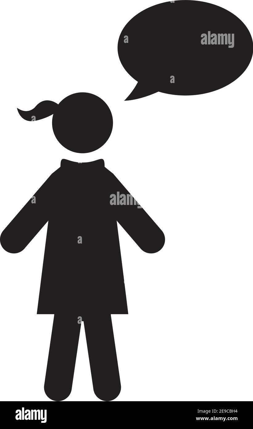 Chat icon vector female person profile avatar with speech bubble symbol ...