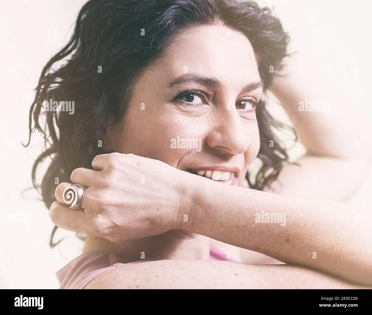 Freckles brunette hi-res stock photography and images - Alamy