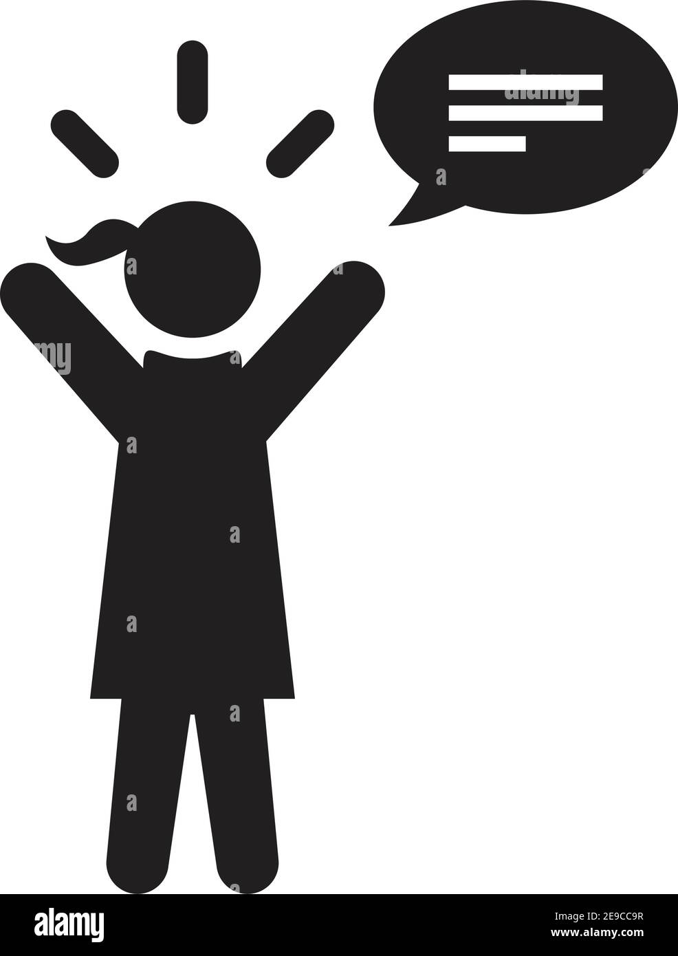 Talk icon vector female person profile avatar with speech bubble symbol ...