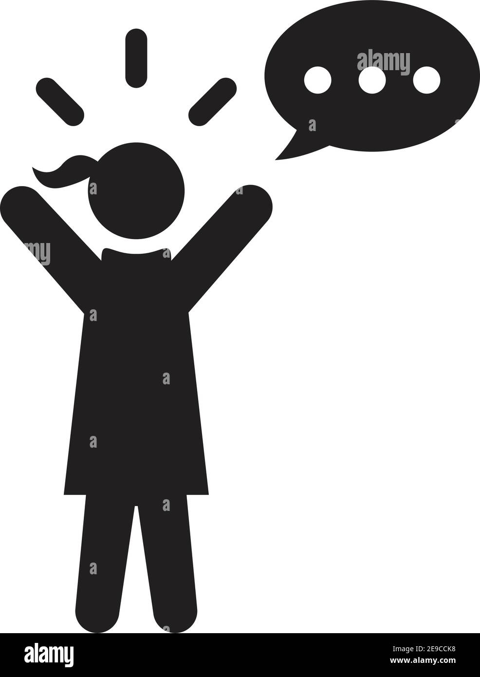 Speaking icon vector female person profile avatar with speech bubble ...