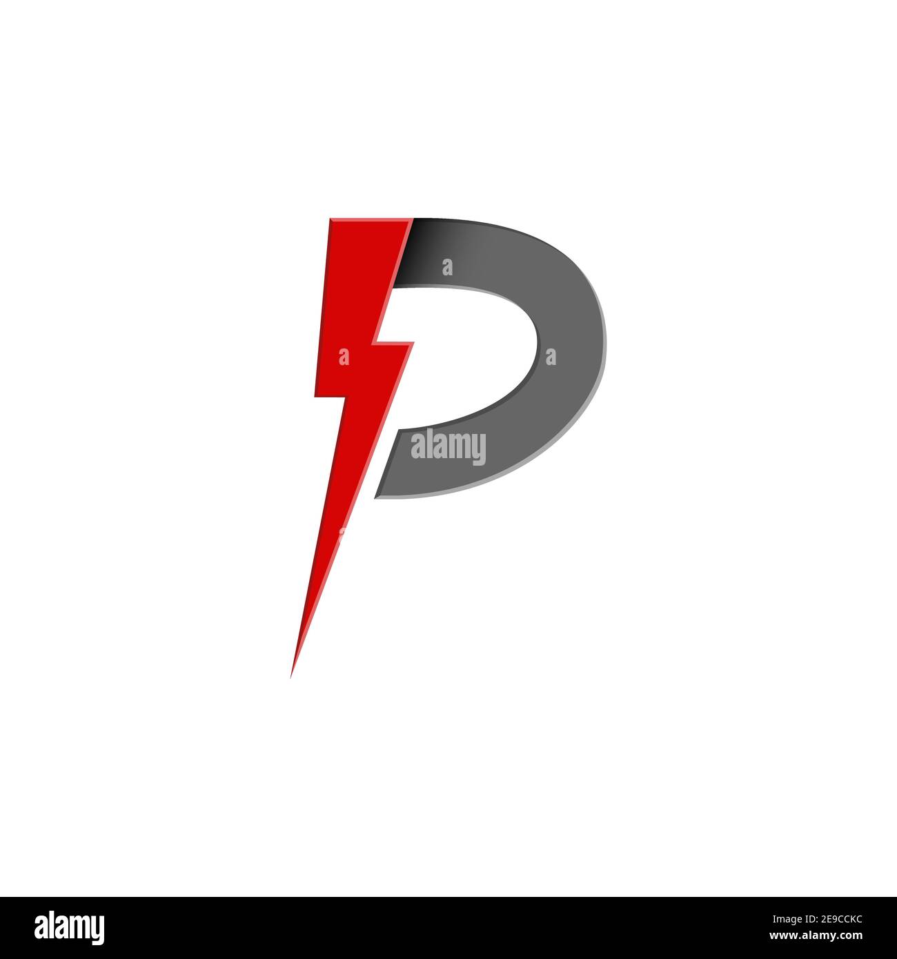 Stylized letter P with lightning and a semicircle. Illustration for ...