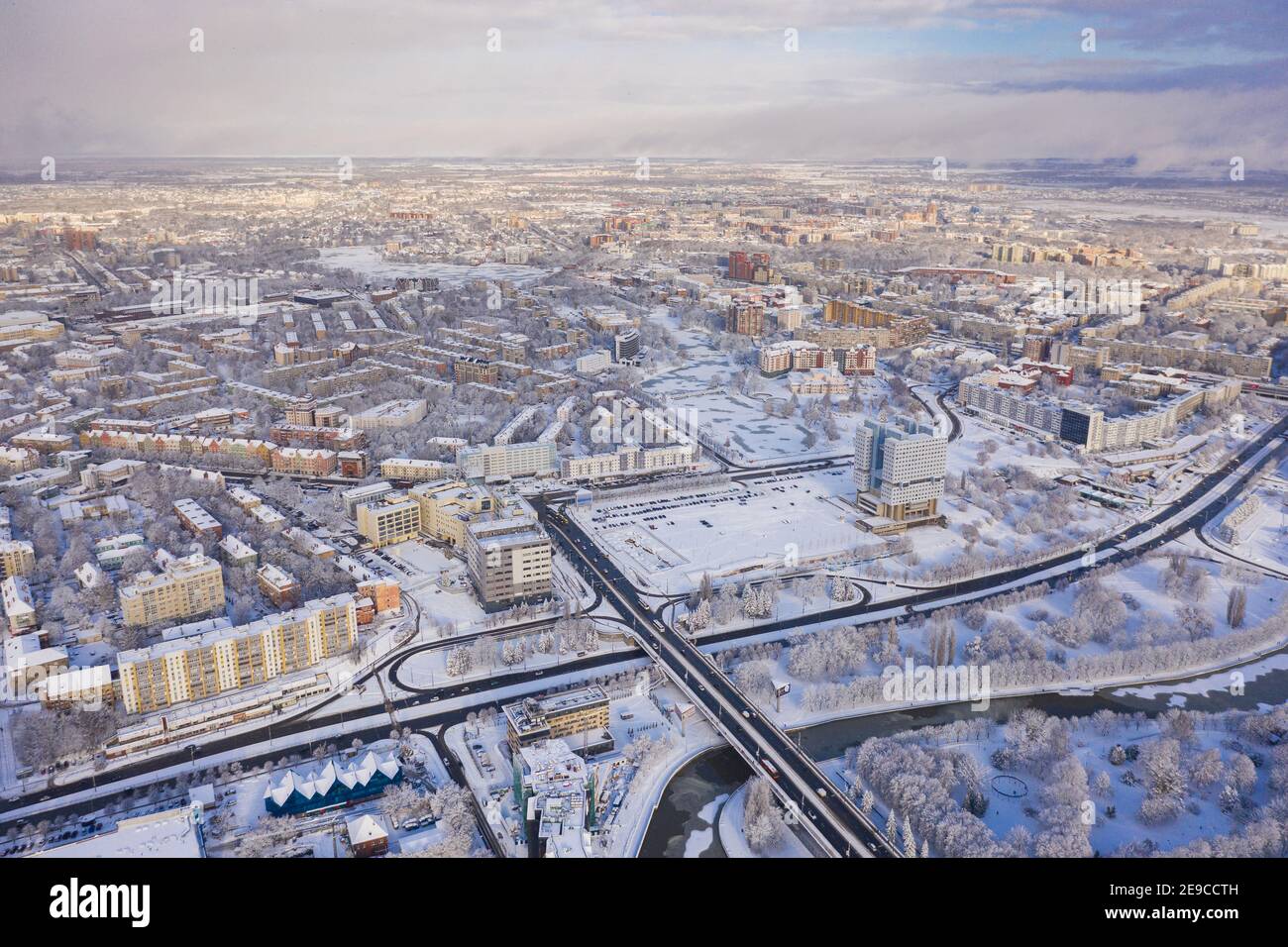 Aerial view of the cityscape od Kaliningrad in the deep winter Stock ...