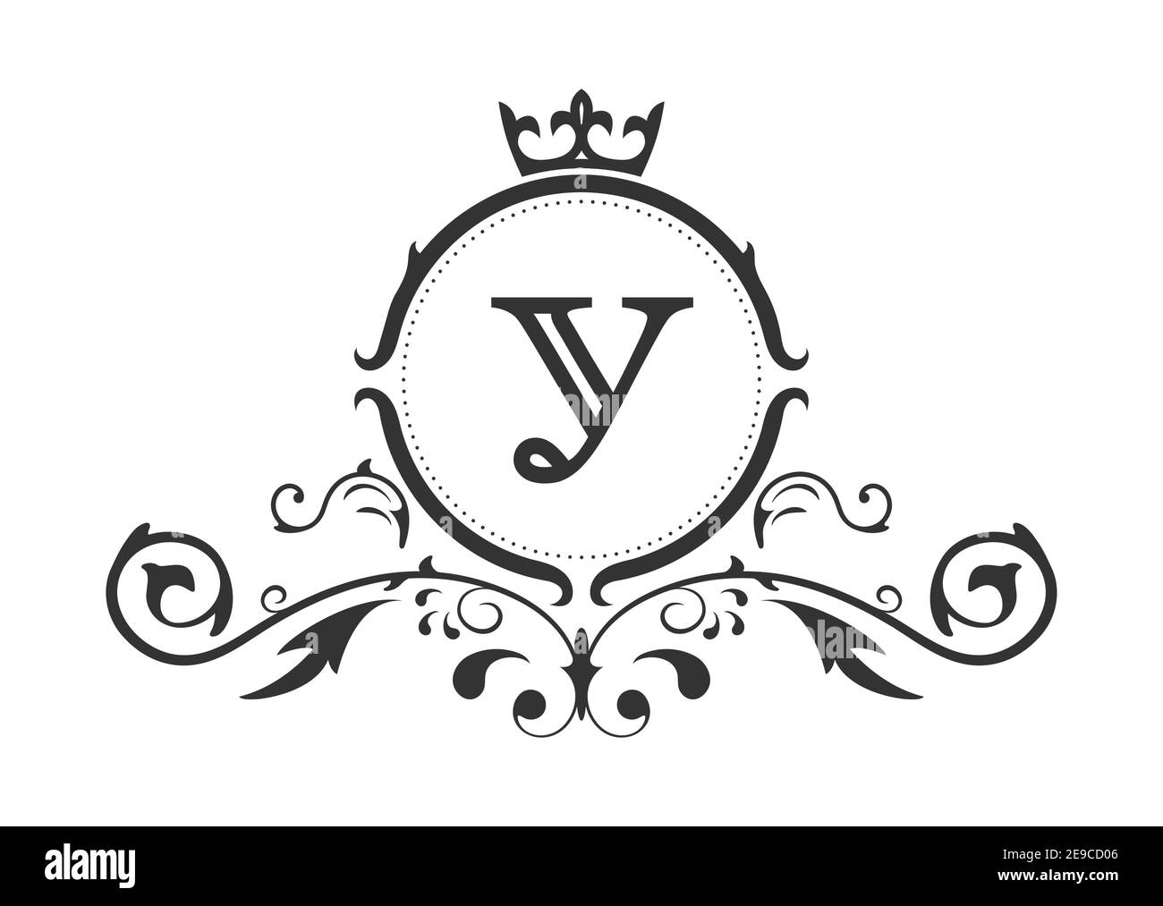 Stylized letter U of the Russian alphabet. Monogram template with ...