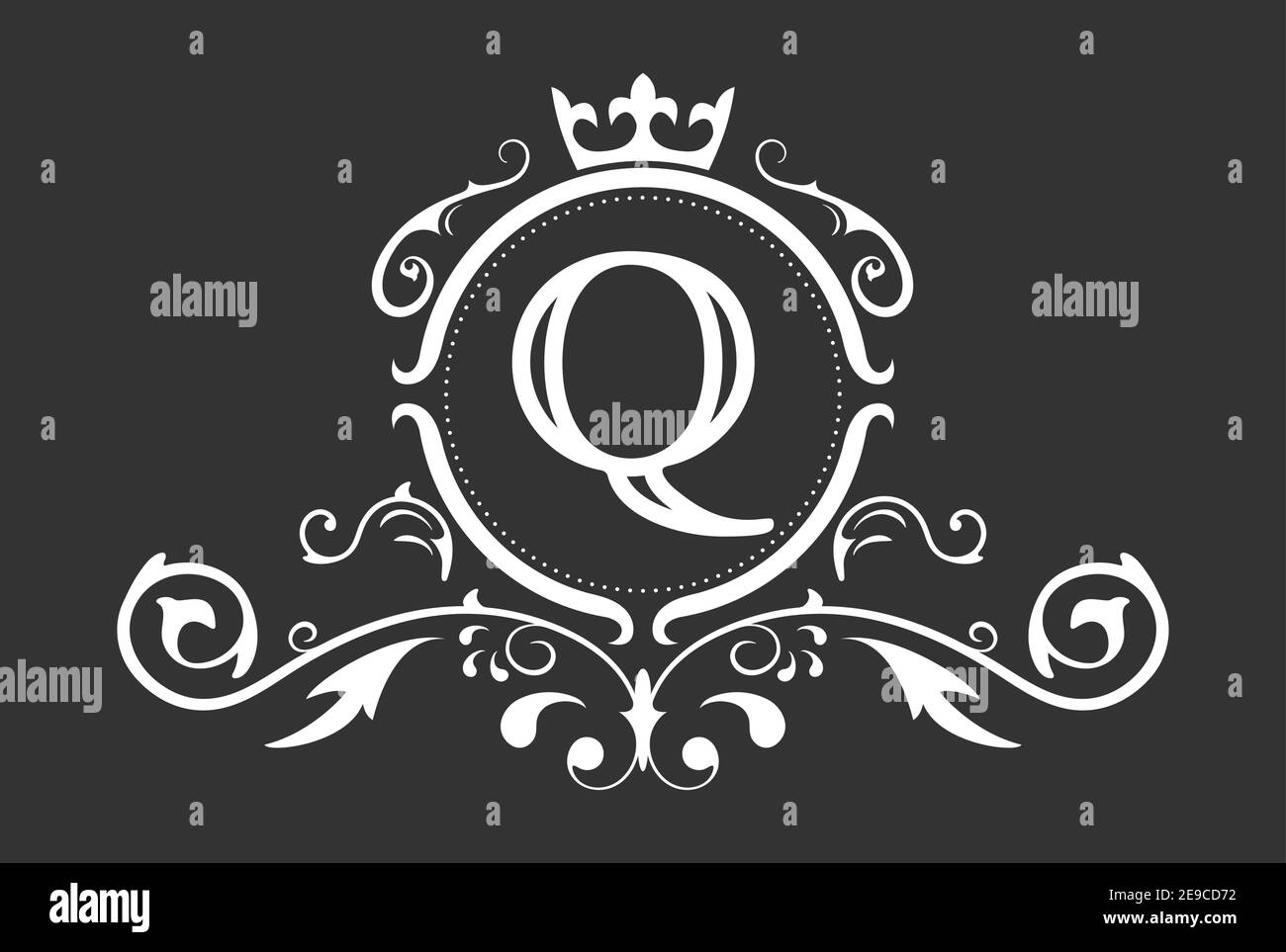 Stylized letter Q of the Latin alphabet. Monogram template with ...