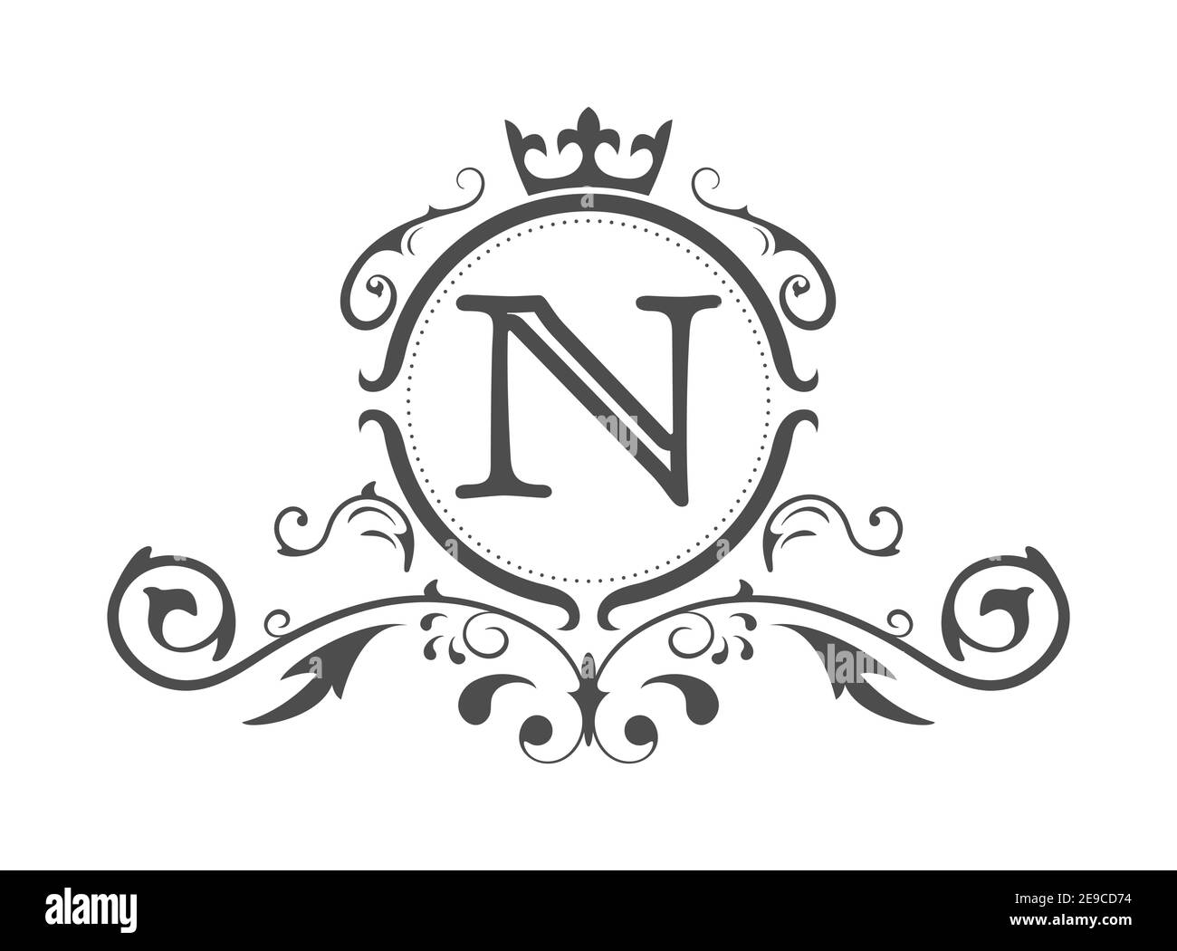 Stylized letter N of the Latin alphabet. Monogram template with ...