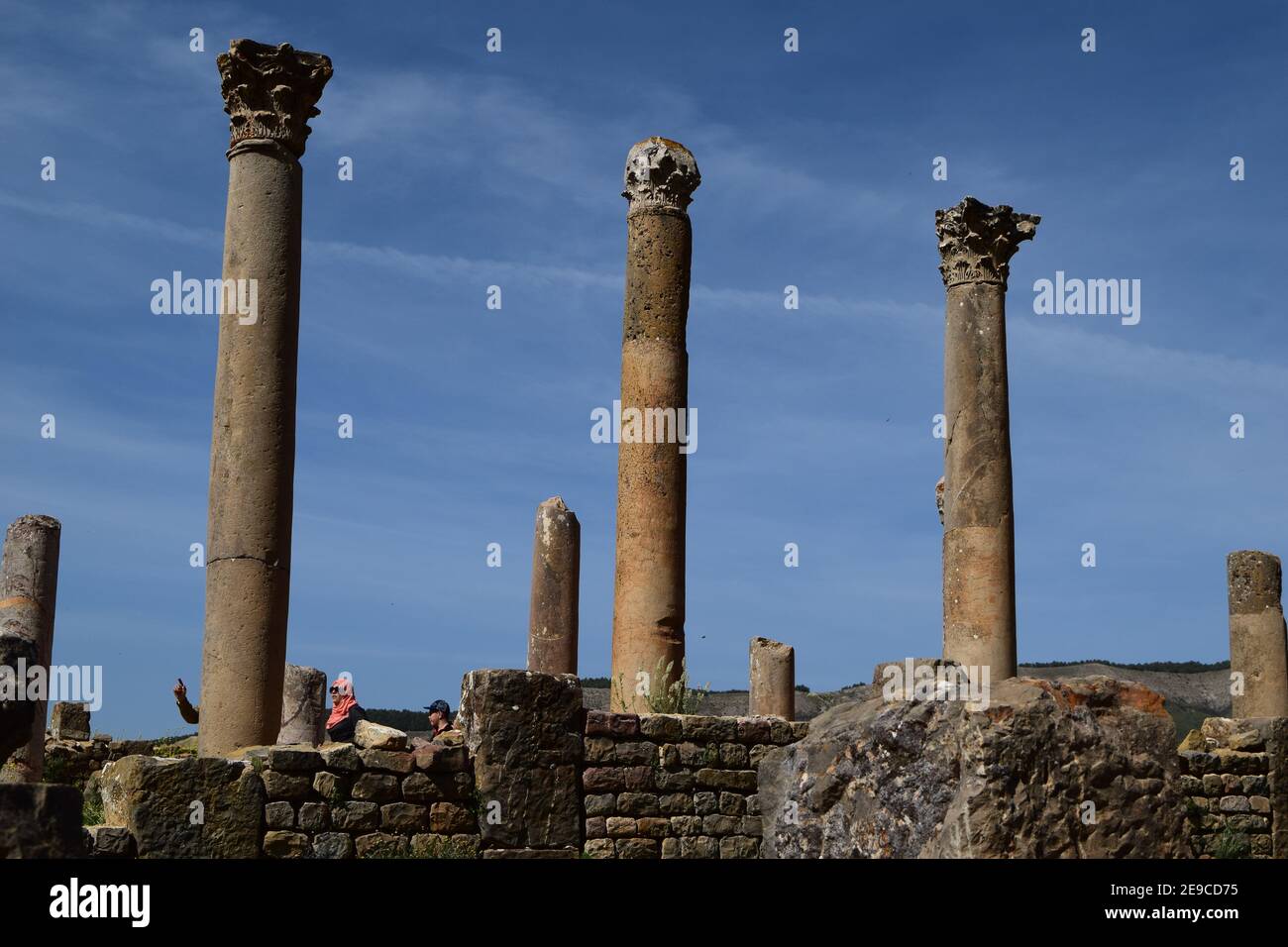 Columns from roman ruins of the ancient city Djemila, Setif, Algeria ...