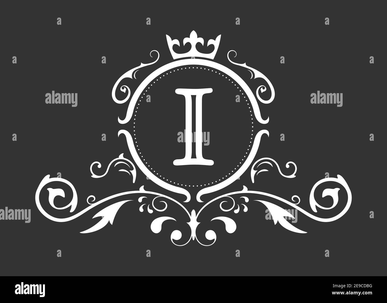 Stylized letter I of the Latin alphabet. Monogram template with ...