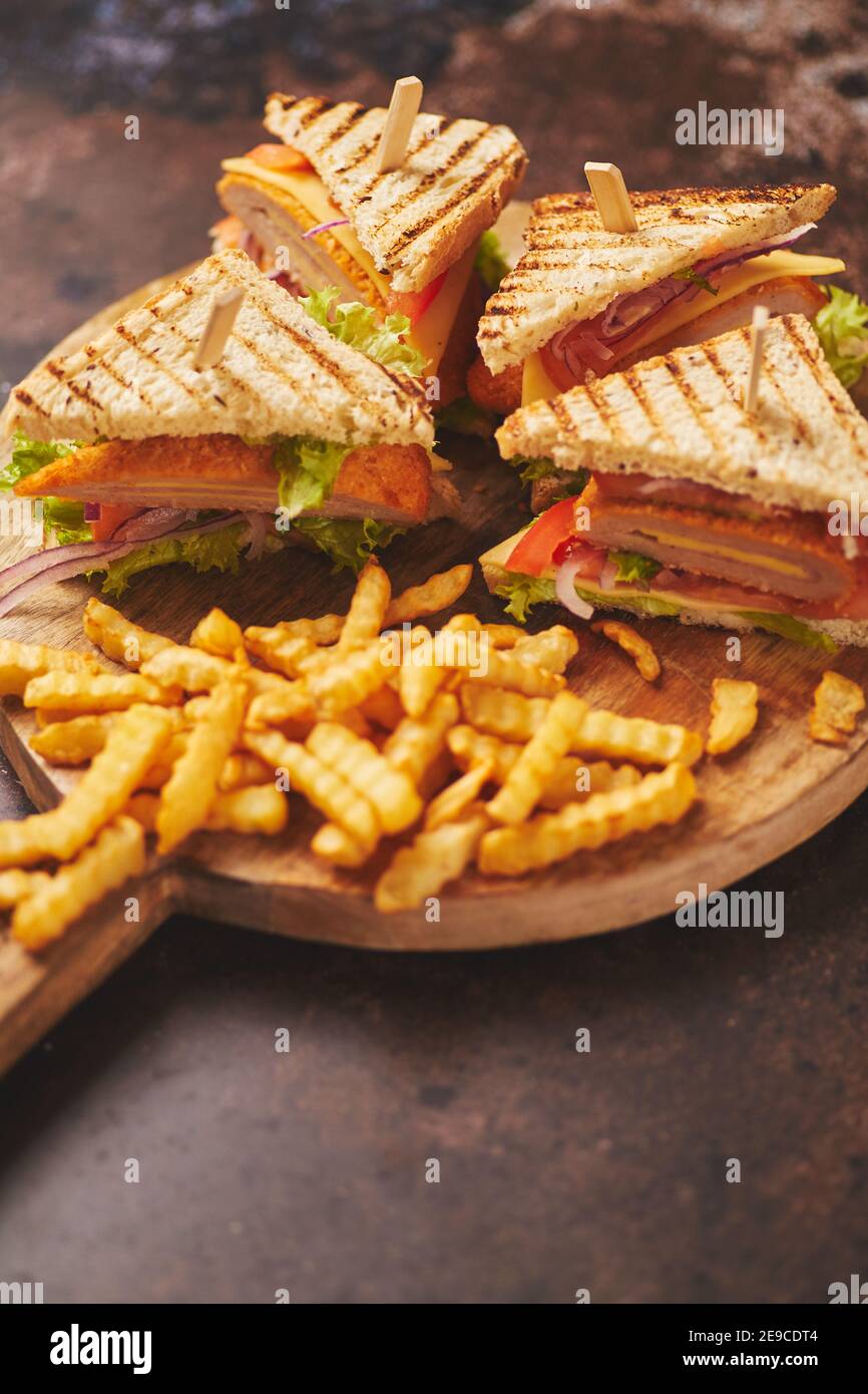 Turkey club sandwich french fries hi-res stock photography and images ...
