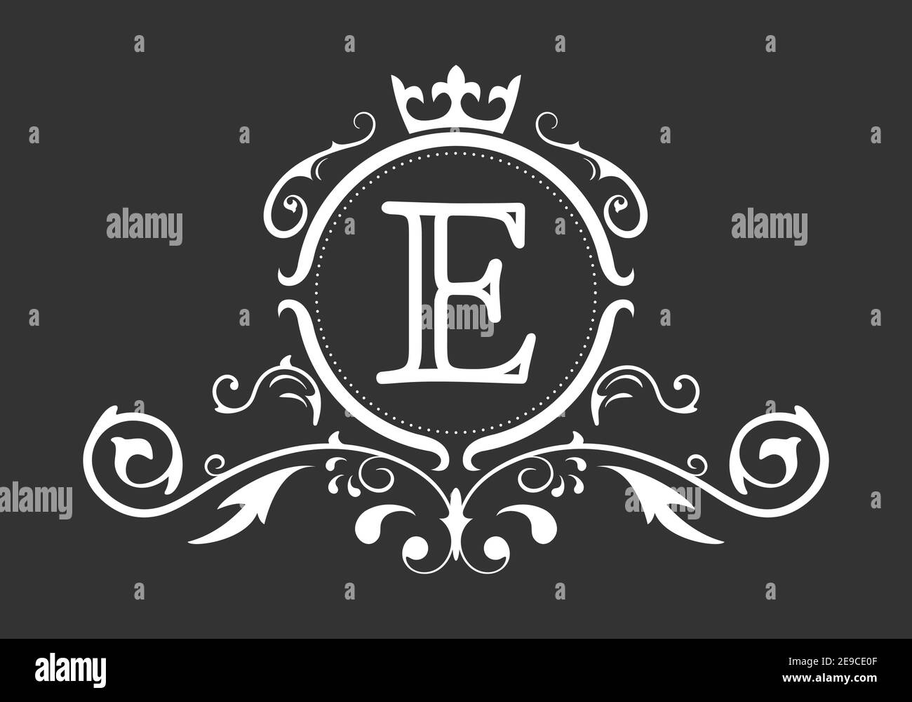 Stylized letter E of the Latin alphabet. Monogram template with ...
