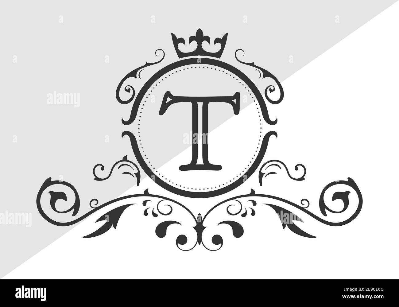 Stylized letter T of the Latin alphabet. Monogram template with ...