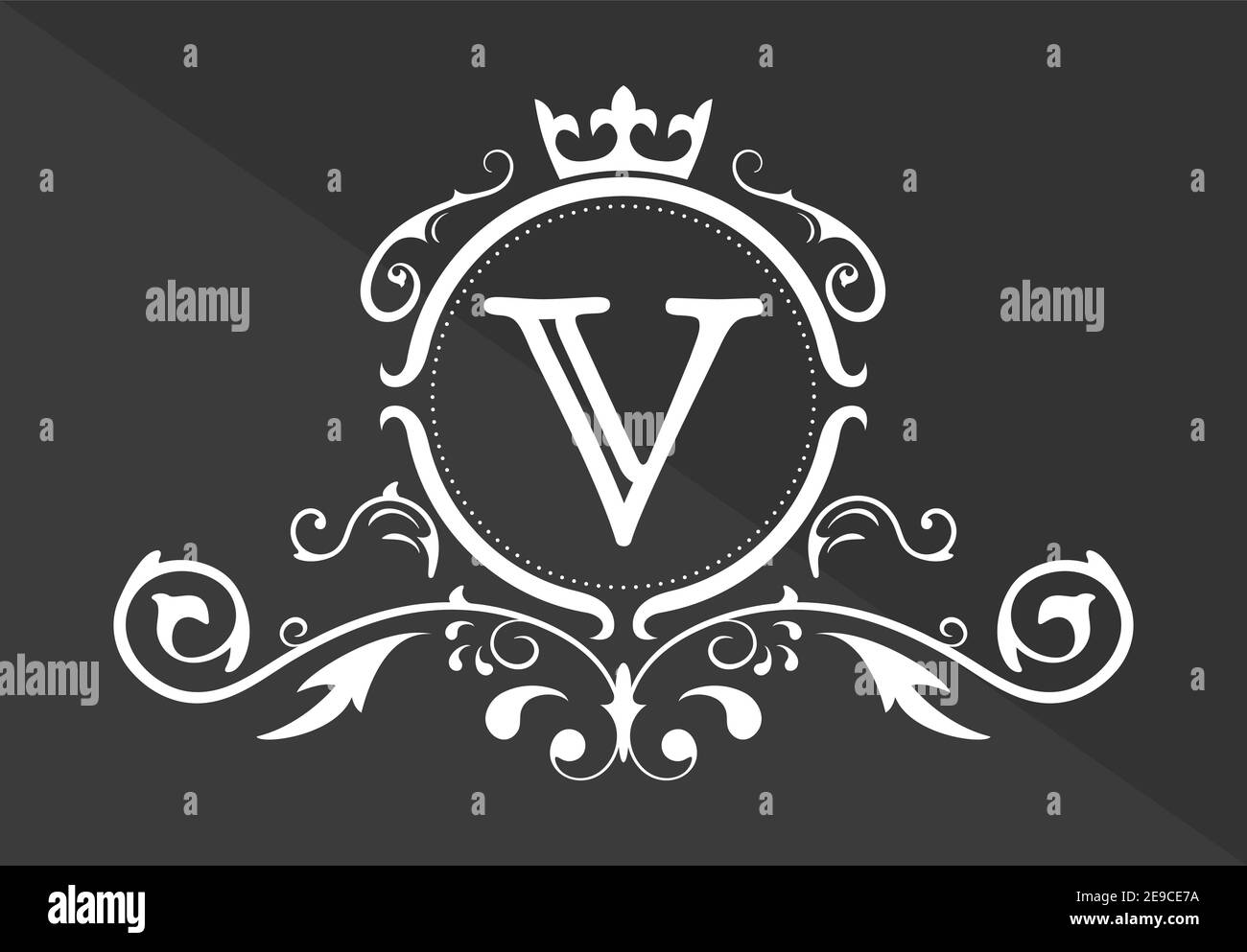 Stylized letter V of the Latin alphabet. Monogram template with ...