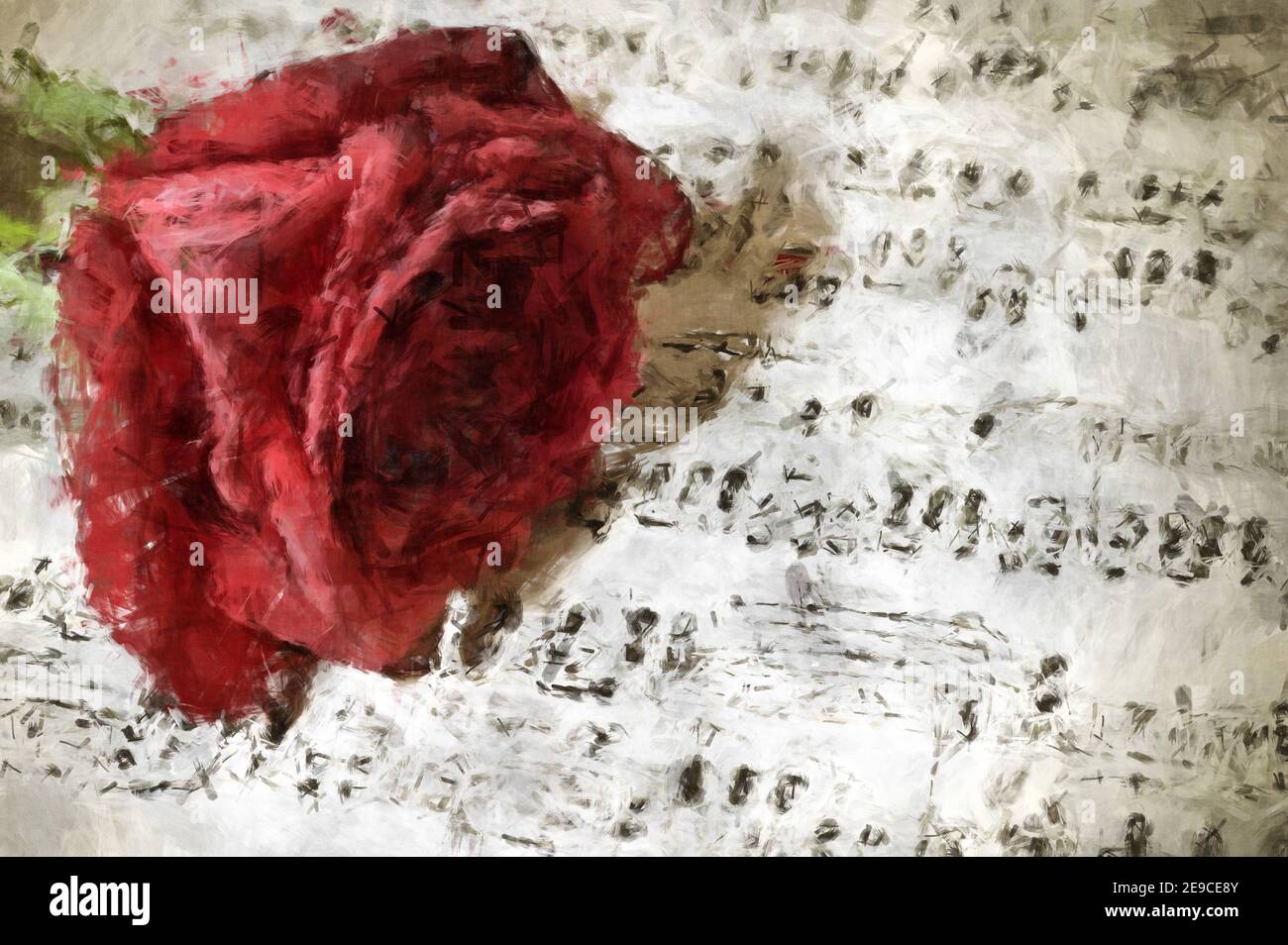 painterly red rose flower artwork, wall art Stock Photo - Alamy