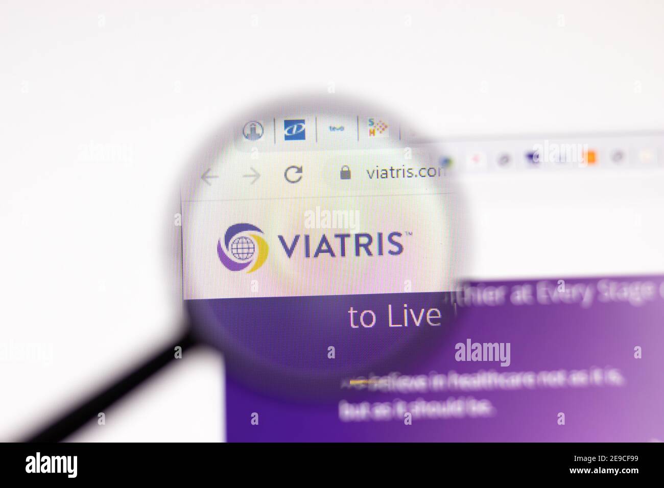 Los Angeles, USA - 1 February 2021: Viatris website page. Viatris.com ...