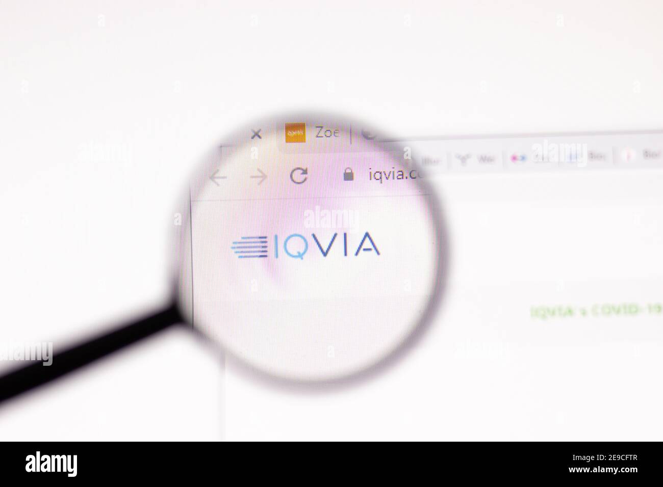 Los Angeles, USA - 1 February 2021: IQVIA website page. IQVIA.com logo ...