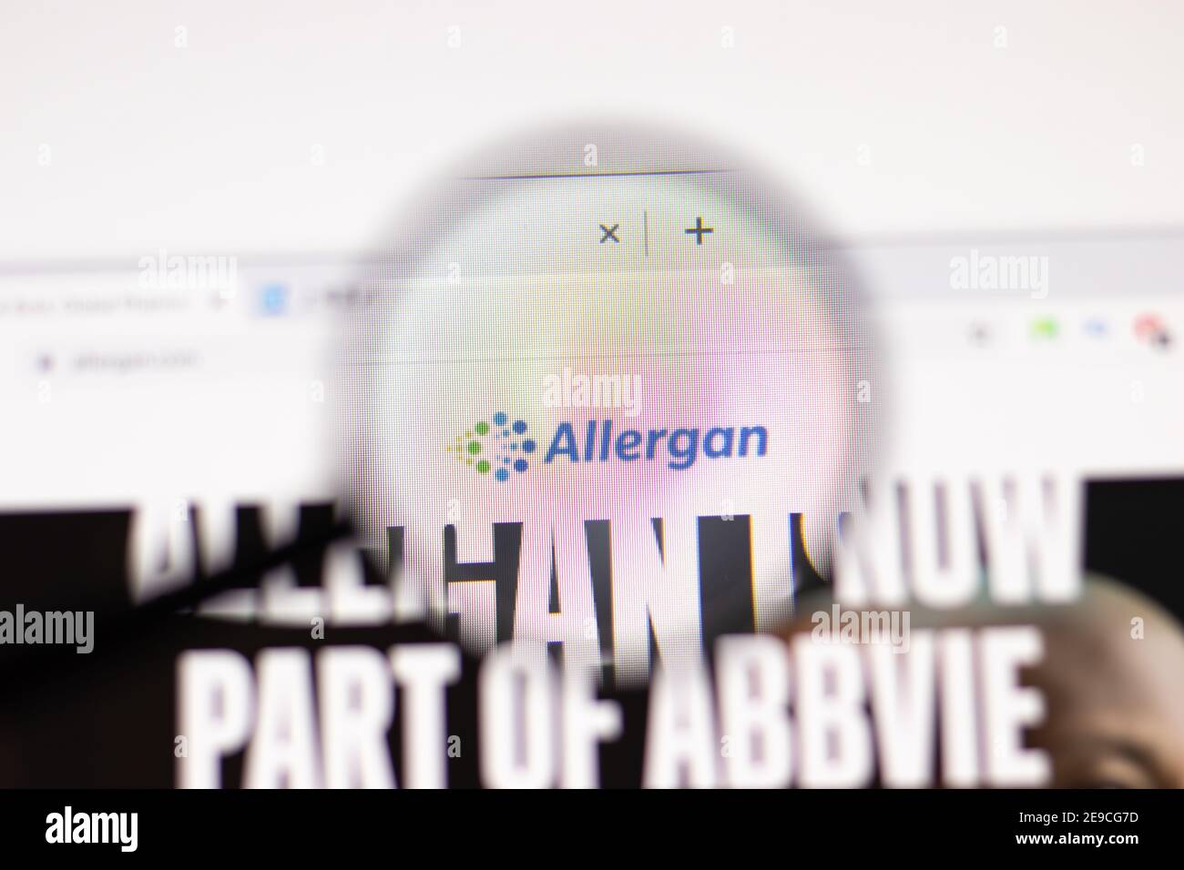 Los Angeles, USA - 1 February 2021: Allergan website page. Allergan.com ...