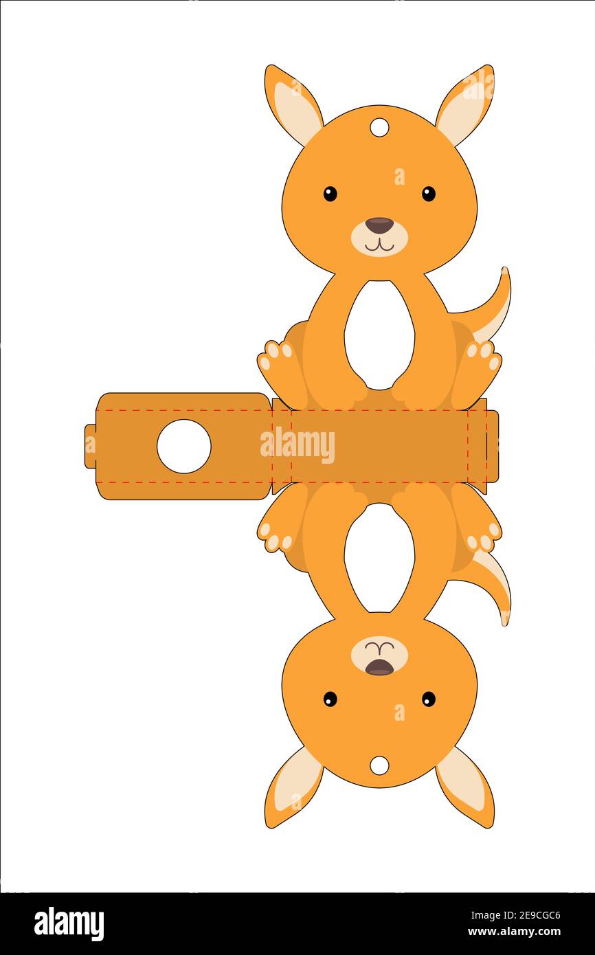 Cute easter egg holder kangaroo template. Retail paper box for the ...