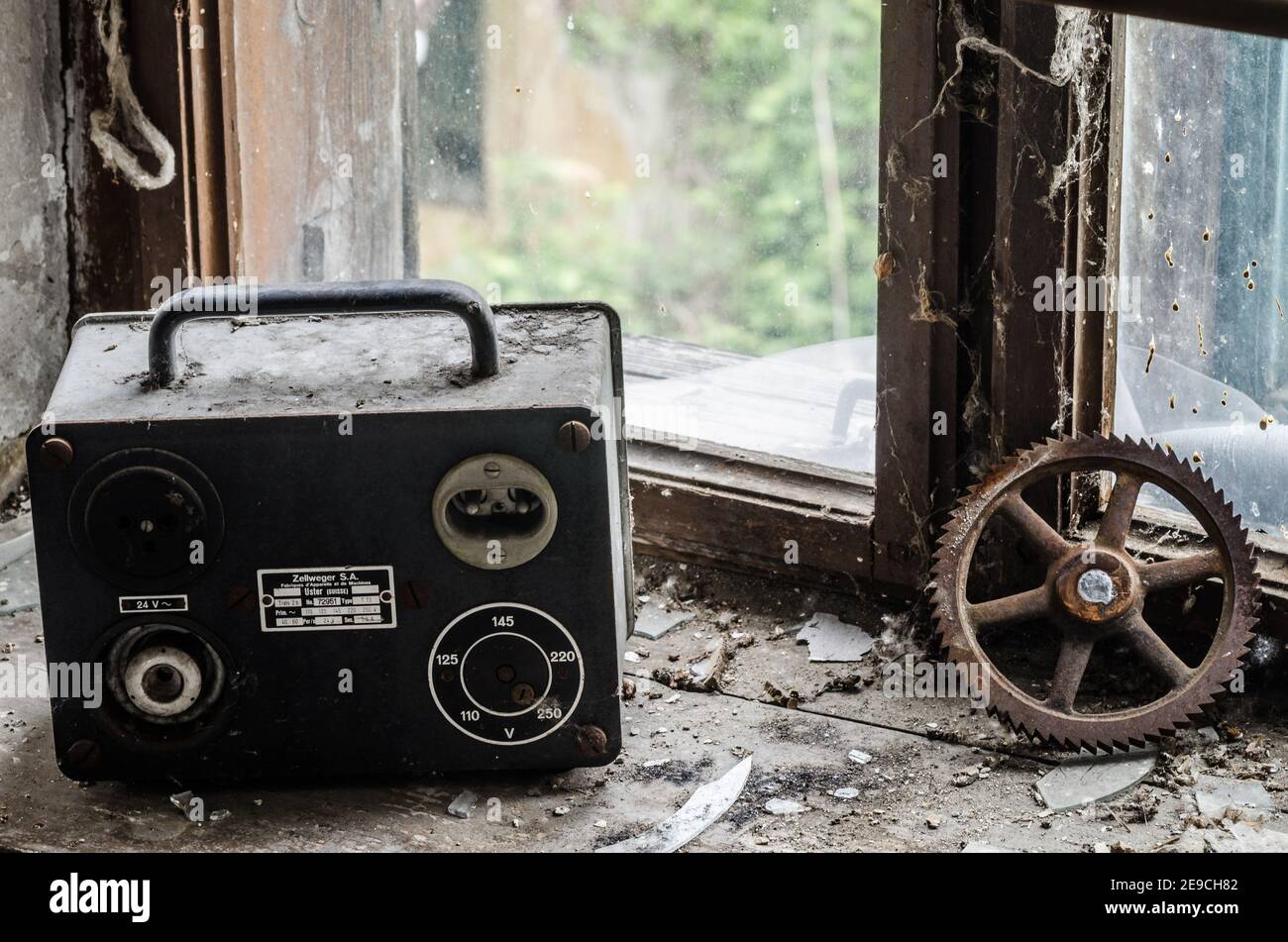 electronic old unit on a window sill Stock Photo - Alamy
