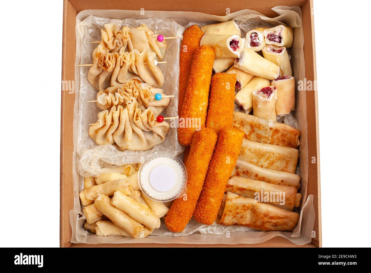 Gift box, food delivery in cardboard boxes. Catering, lunch box ...