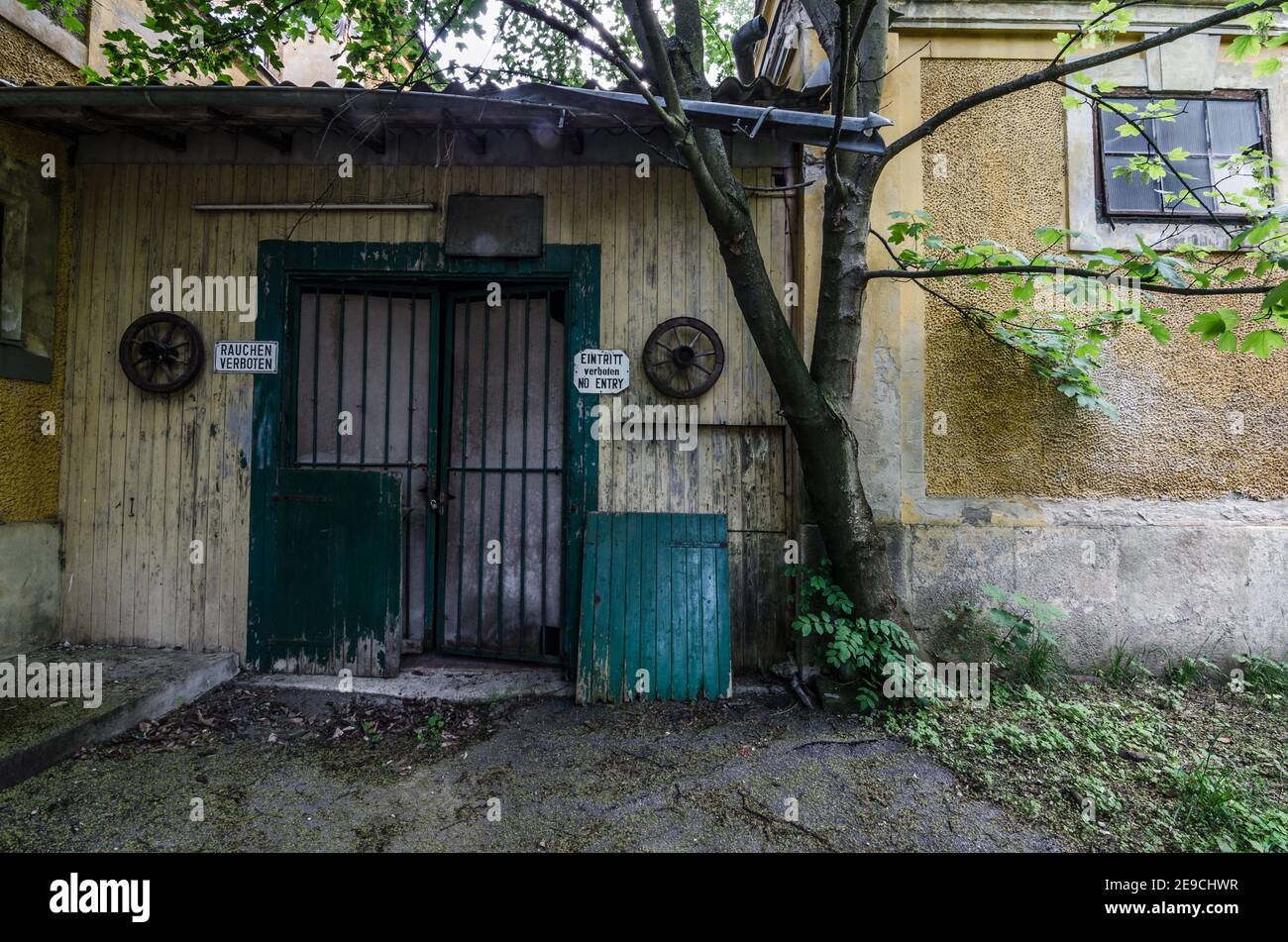 sign with entry prohibited in house Stock Photo - Alamy
