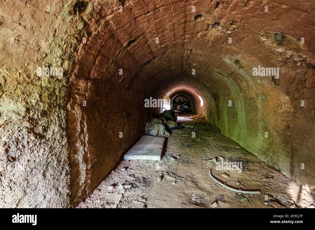 old abandoned brick factory interior view Stock Photo - Alamy
