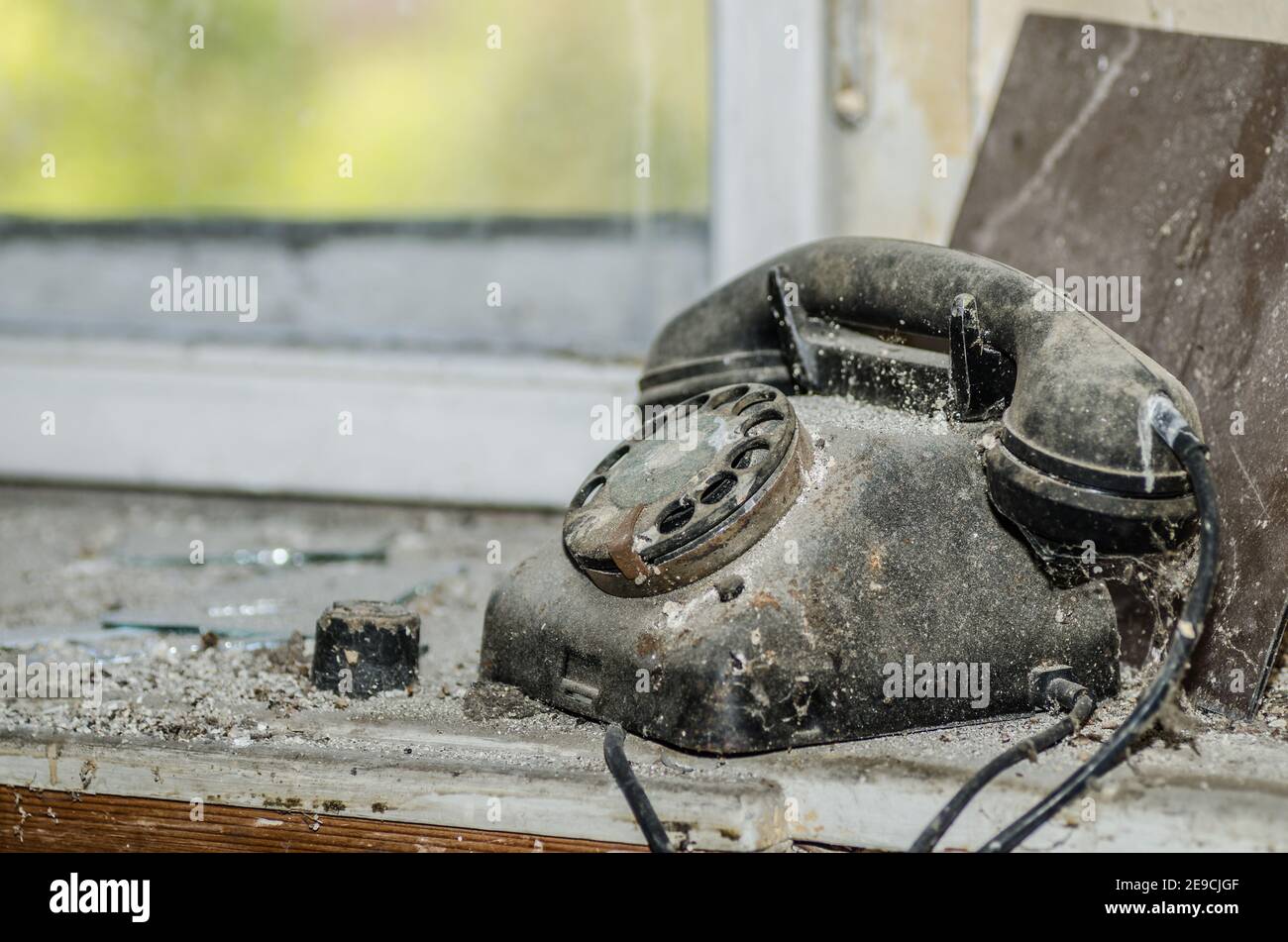 old black telephone in a building Stock Photo - Alamy