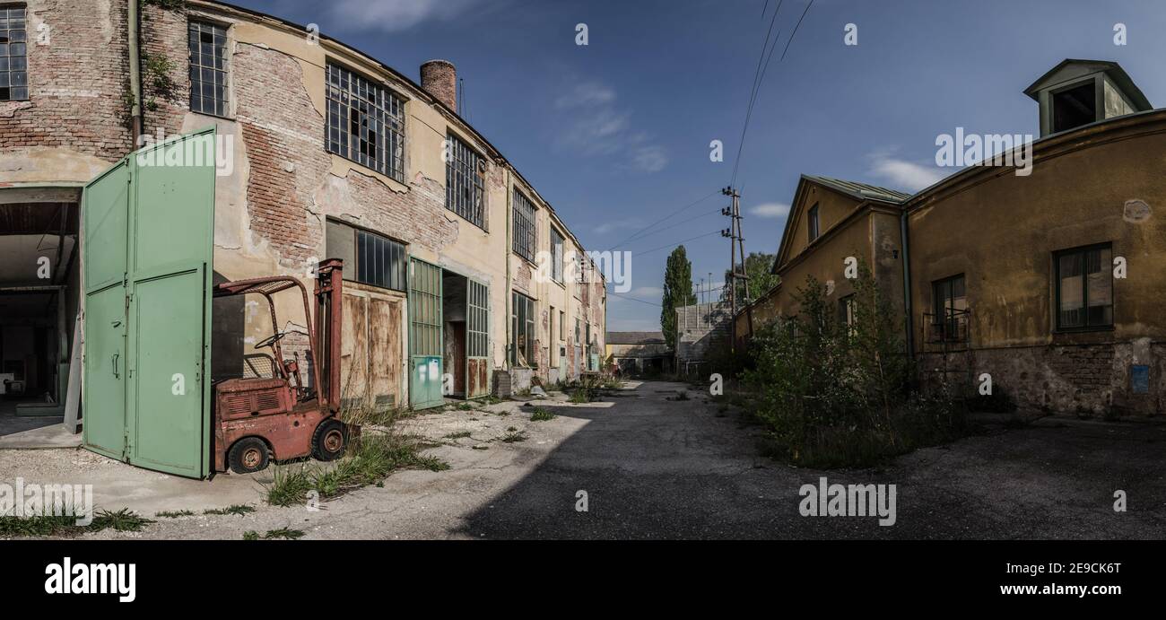 abandoned old factory panorama view around Stock Photo - Alamy