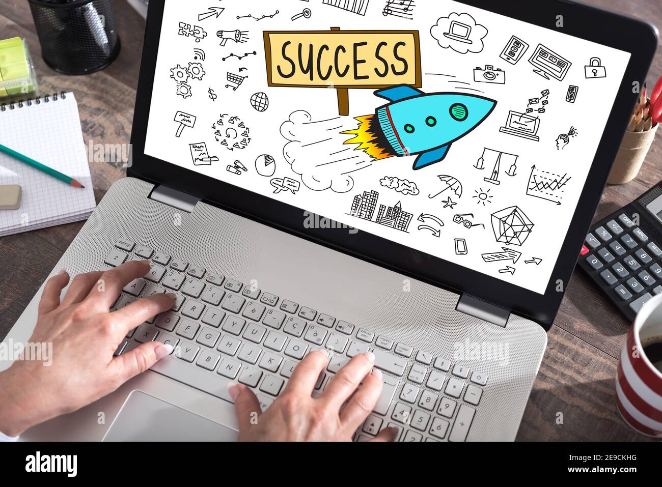 Business success concept shown on a laptop screen Stock Photo - Alamy