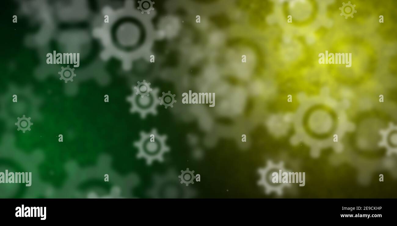 Flying cog wheels over green and lemon yellow background Stock Photo ...