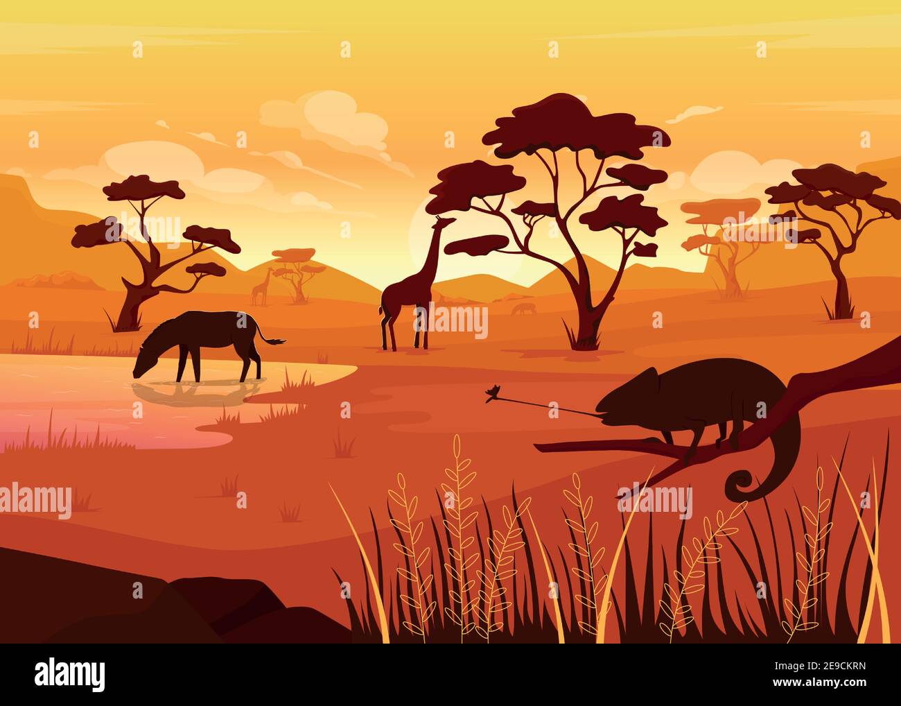 Savana flat color vector illustration Stock Vector Image & Art - Alamy