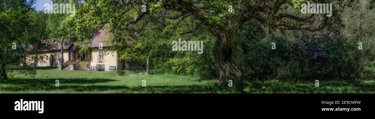 old hunter house in forest panorama view Stock Photo - Alamy