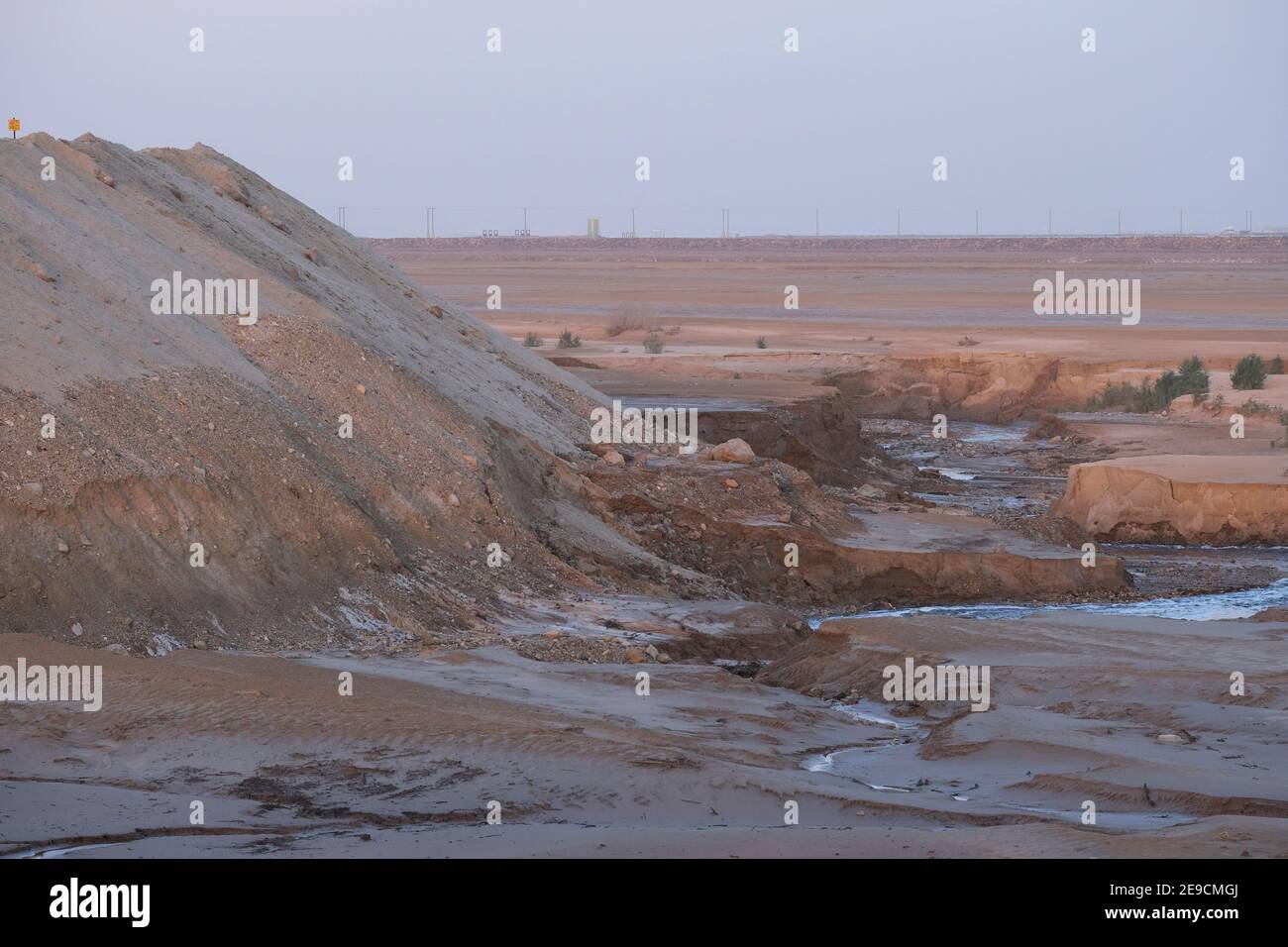 View of the salt wall barrier along the border with Jordan on September ...