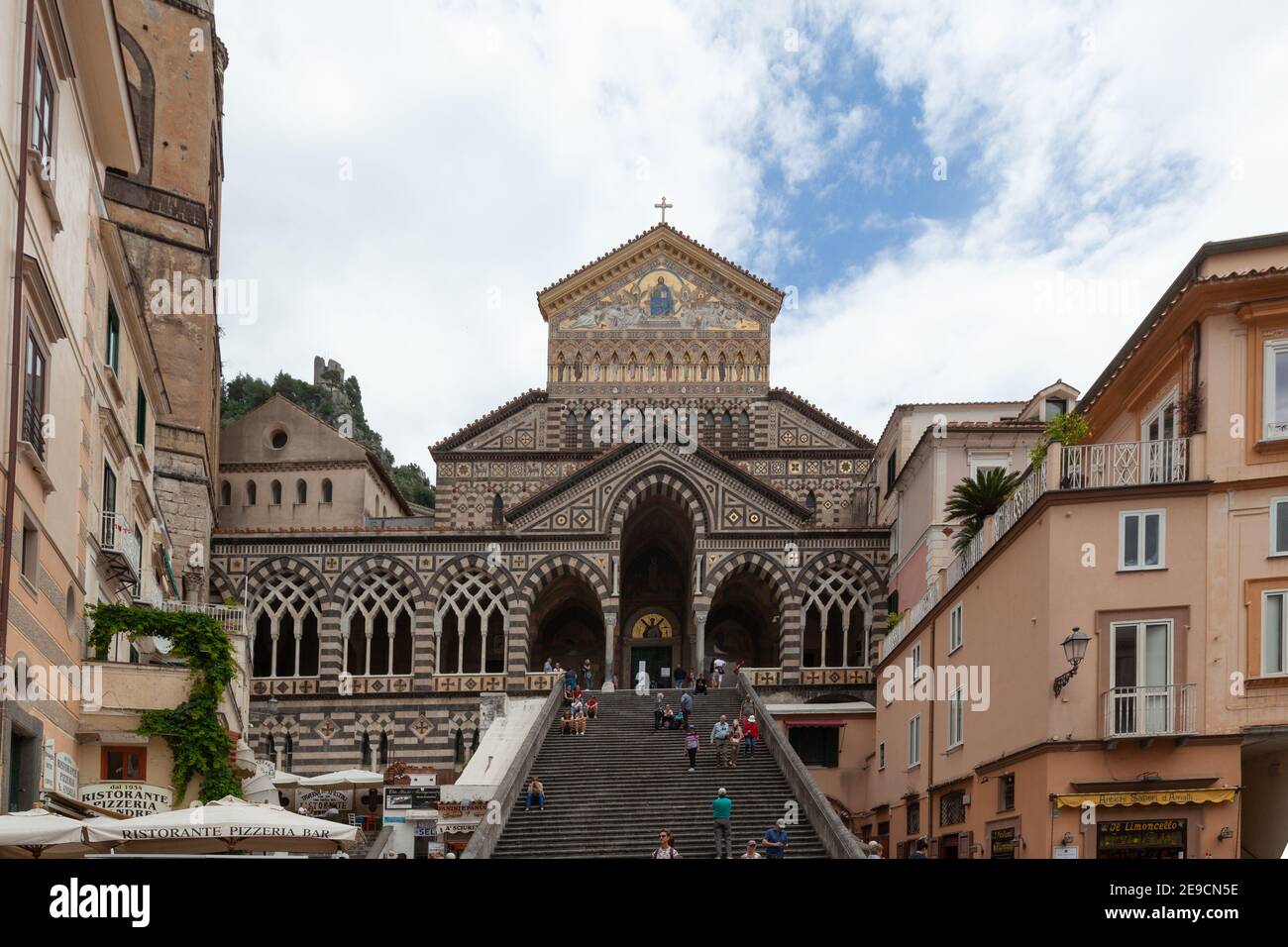 AMALFI, ITALY - Jun 05, 2019: The Amalfi Cathedral next to the town ...
