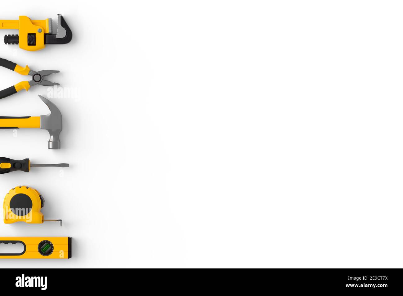 Set of construction tools for repair and installation on white ...